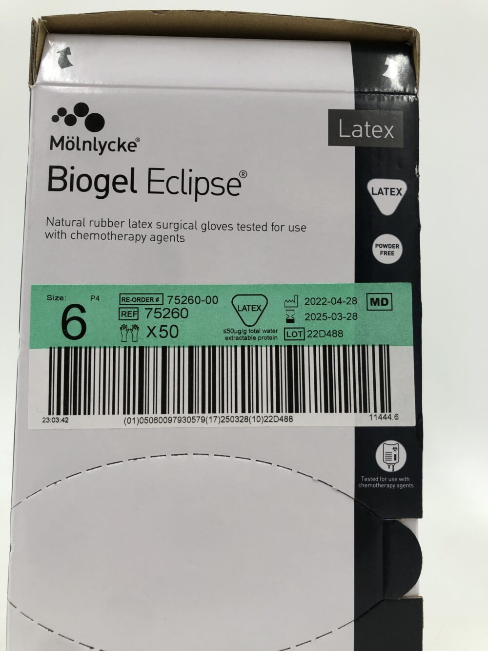 Molnlycke 75260 Biogel Eclipse Natural Rubber Latex Surgical Gloves ...