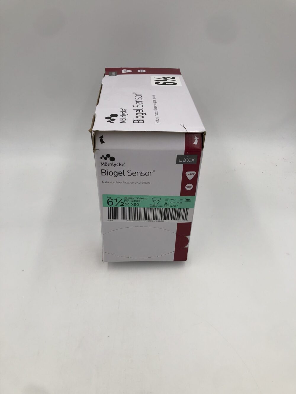 Molnlycke 30665 Biogel Sensor Natural Rubber Latex Surgical Gloves Size ...