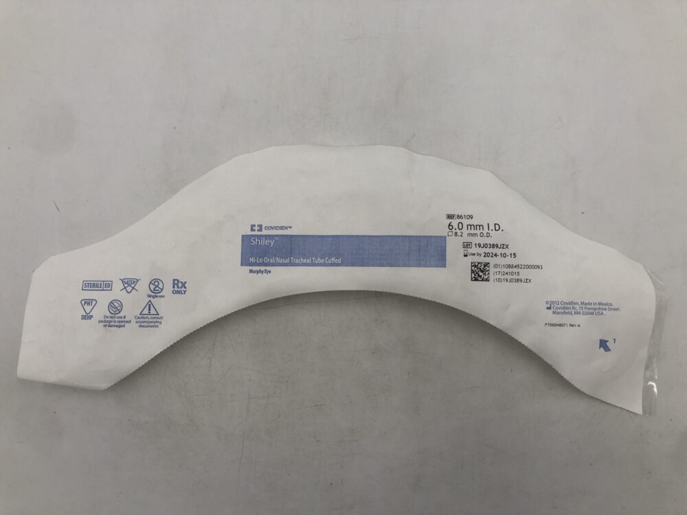 Covidien 86109 Shiley Hi-Lo Oral/Nasal Tracheal Tube Cuffed Murphy Eye ...