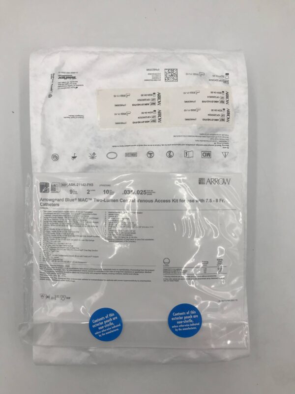 Arrow ASK-21142-FH3 Arrowg+ard Blue Mac Two-Lumen Central Venous Access ...
