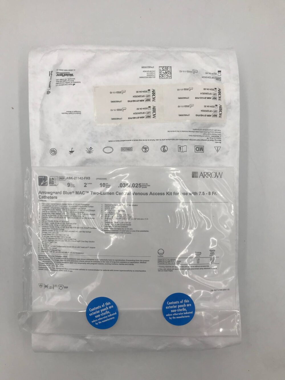 Arrow ASK-21142-FH3 Arrowg+ard Blue Mac Two-Lumen Central Venous Access ...