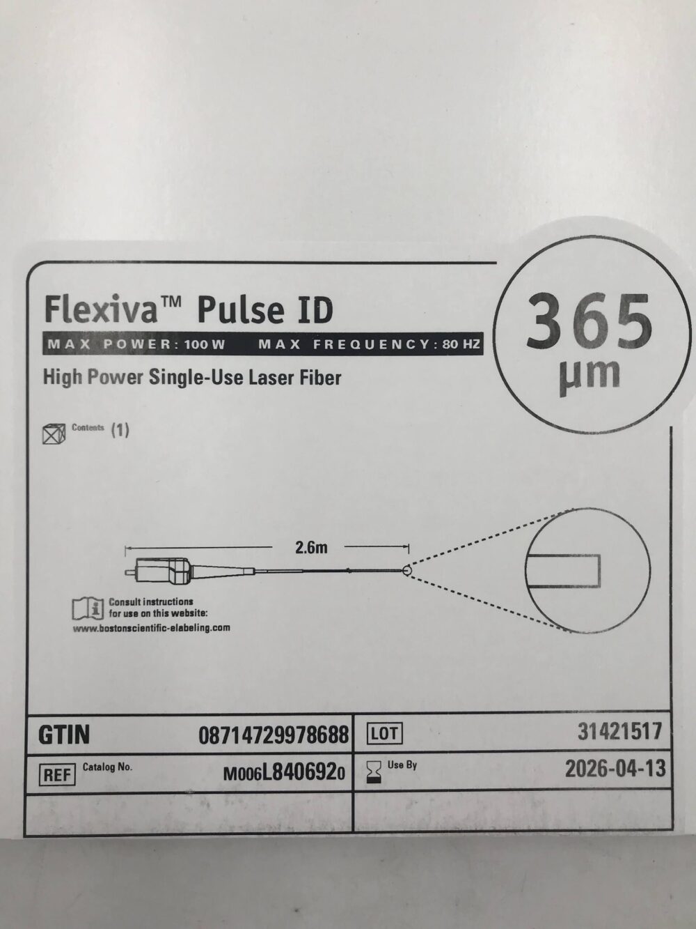 Boston Scientific L840692 Flexiva Pulse ID Max Power 100W Max Frequency ...