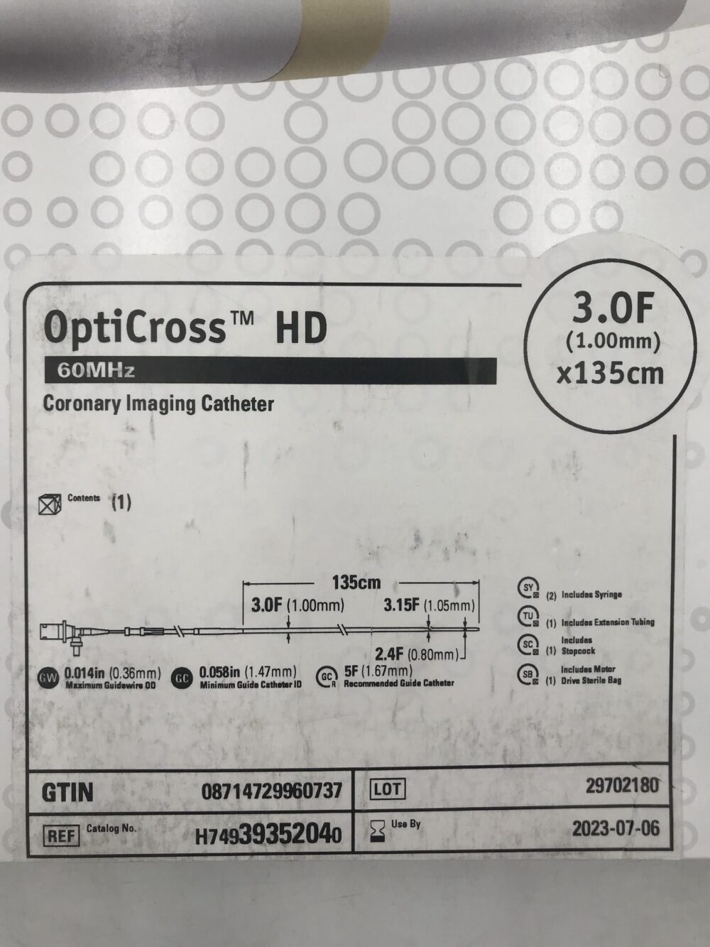 Boston Scientific 3935204 OptiCross HD 60MHz Coronary Imaging Catheter ...