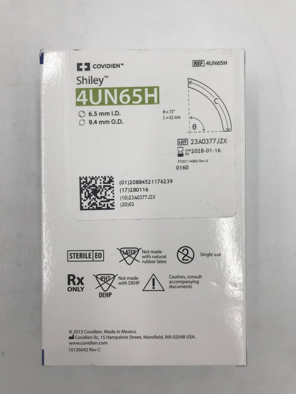 COVIDIEN 4UN65H Shiley Adult Flexible Tracheostomy Tube Cuffless Disp ...