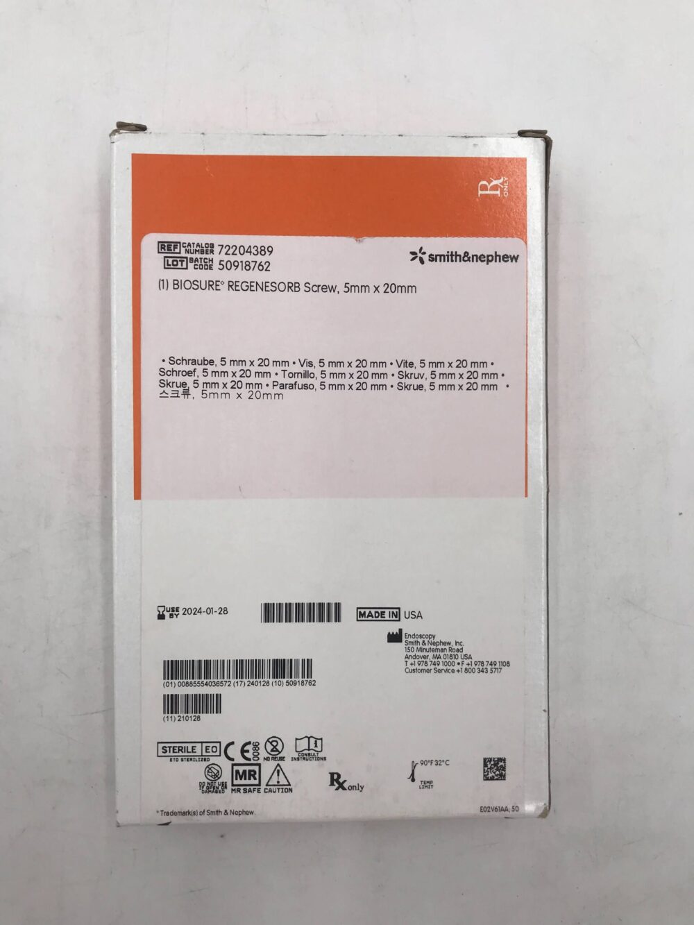 Smith&Nephew 72204389 Biosure Regenesorb Screw 5mm x 20mm (X) - GB TECH USA