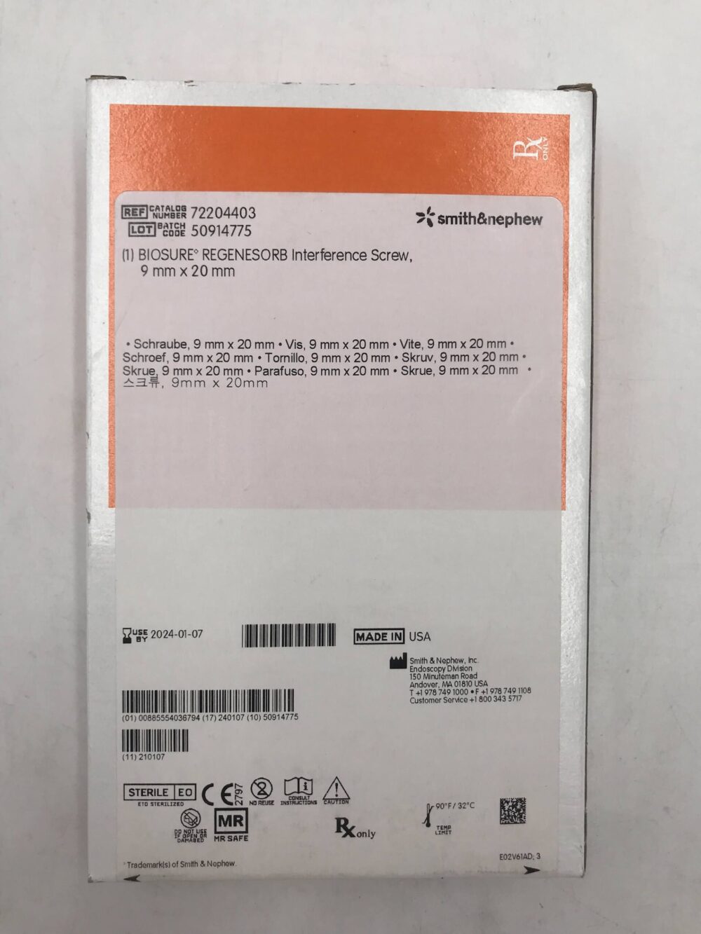 Smith&Nephew 72204403 Biosure Regenesorb Interference Screw 9mm x 20mm ...