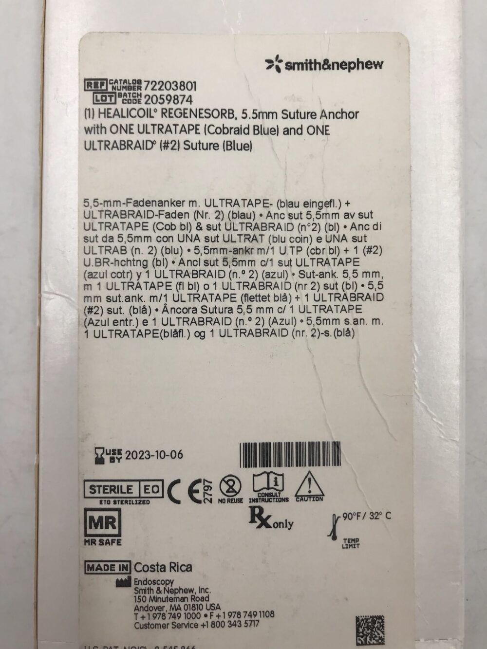 Smith&Nephew 72203801 Healicoil Regenesorb 5.5mm Suture Anchor (X) - GB ...