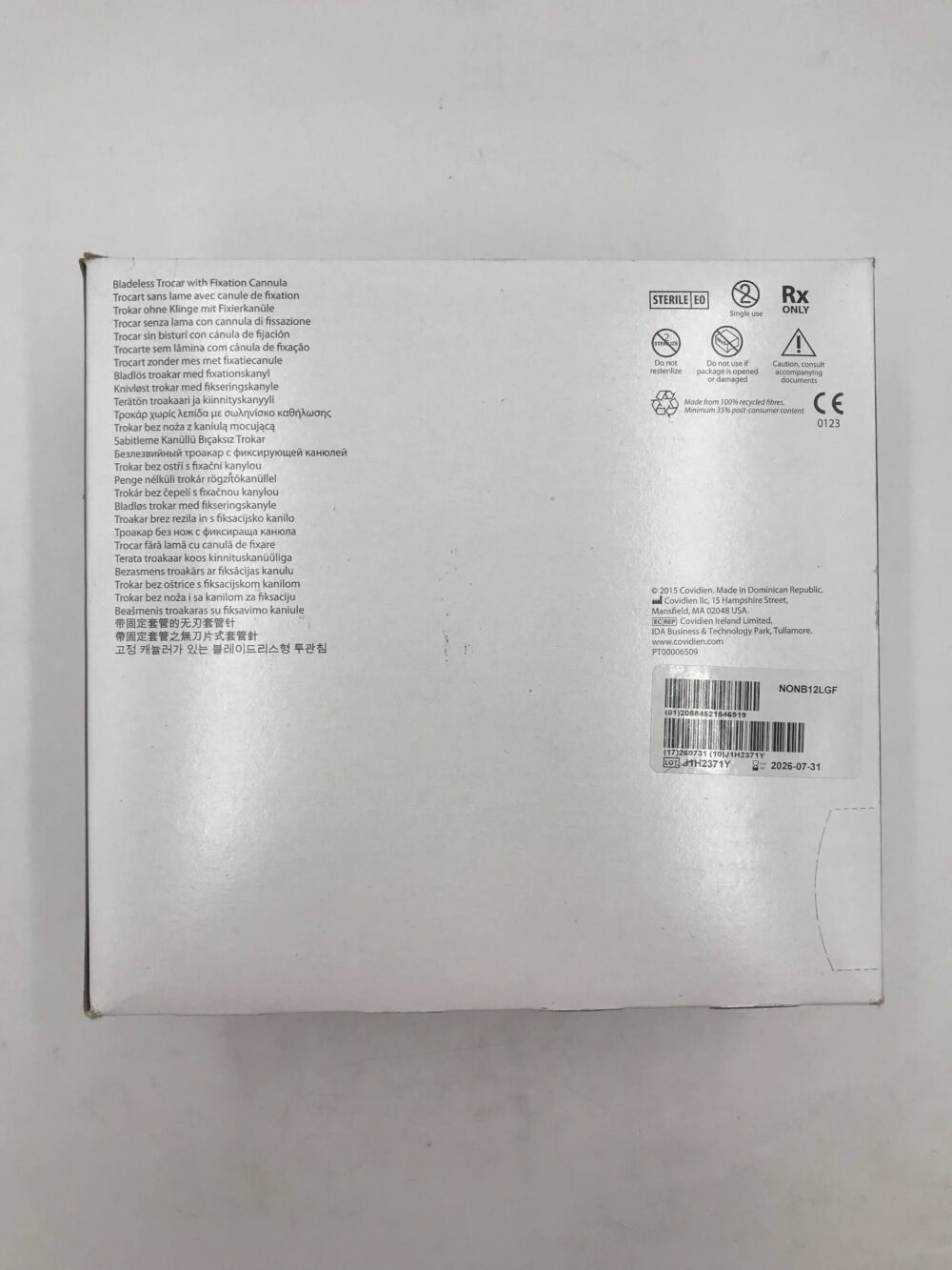Covidien NONB12LGF VersaOne Bladeless Trocar with Fixation Cannula 12mm ...
