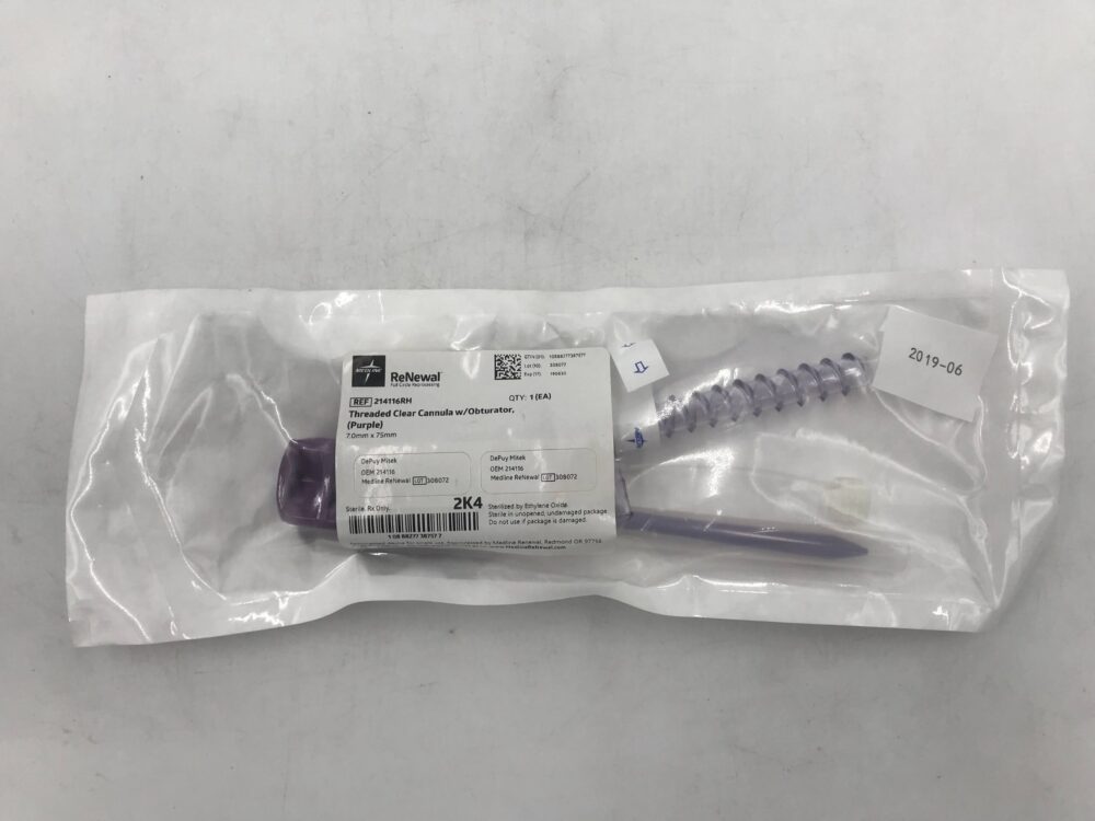 DePuy 214116 Threaded Clear Cannula w/Obturator 7.0mm x 75mm ...