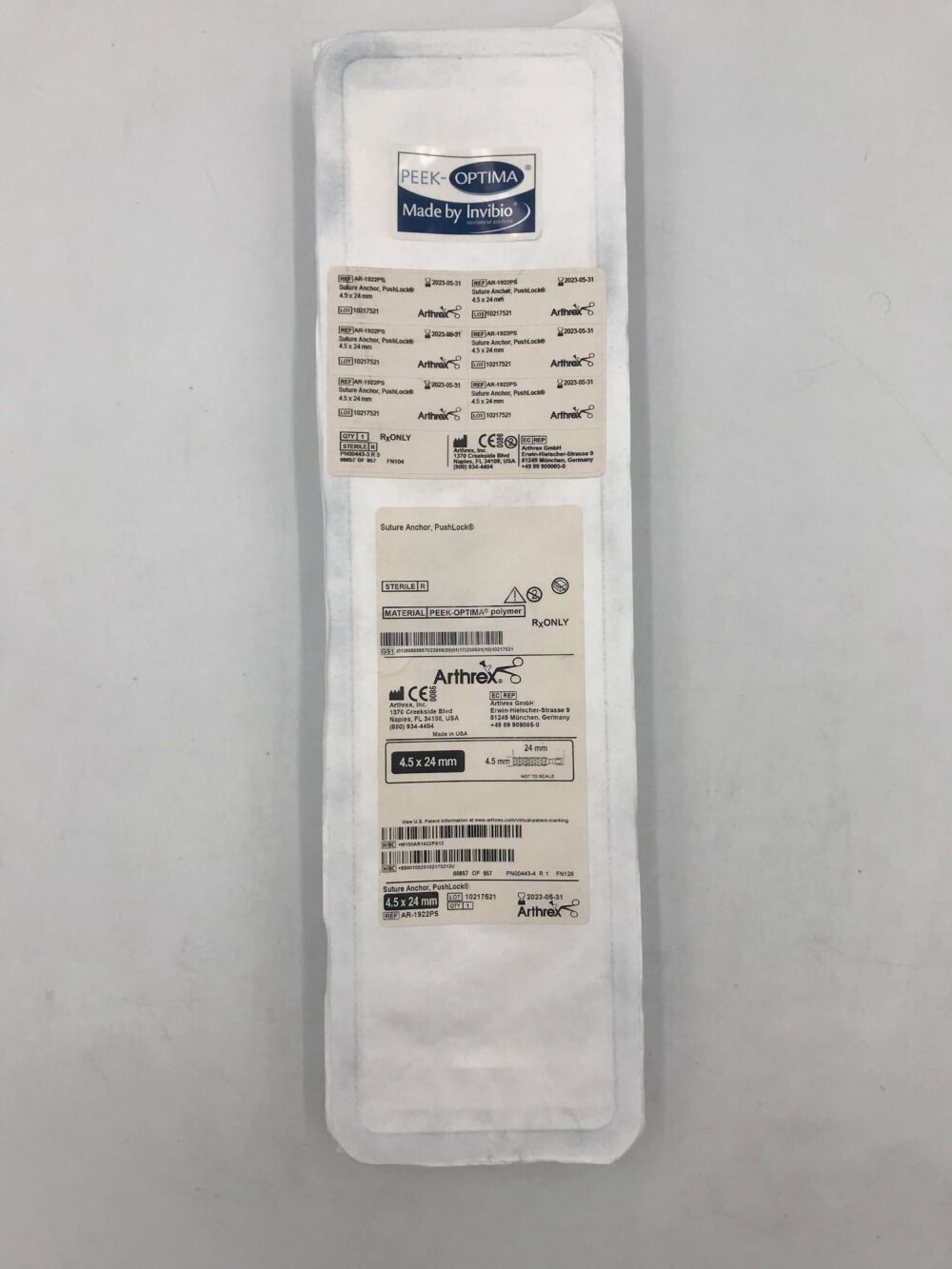 Arthrex AR-1922PS Suture Anchor PushLock 4.5 x 24mm (X) – GB TECH USA