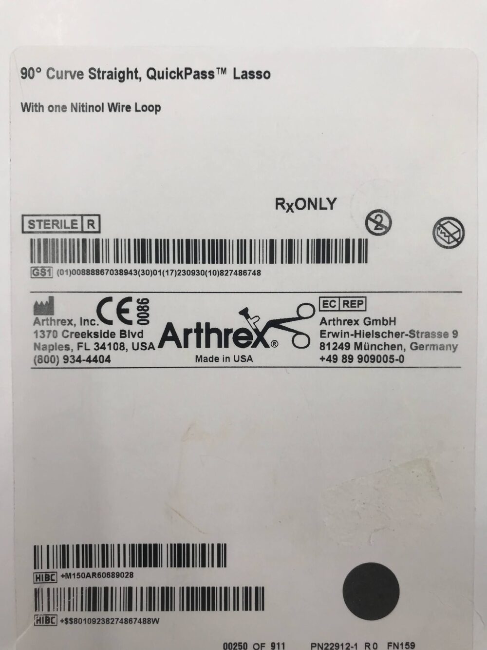 Arthrex AR-6068-90 Curve Straight QuickPass Lasso 90° (X) - GB TECH USA