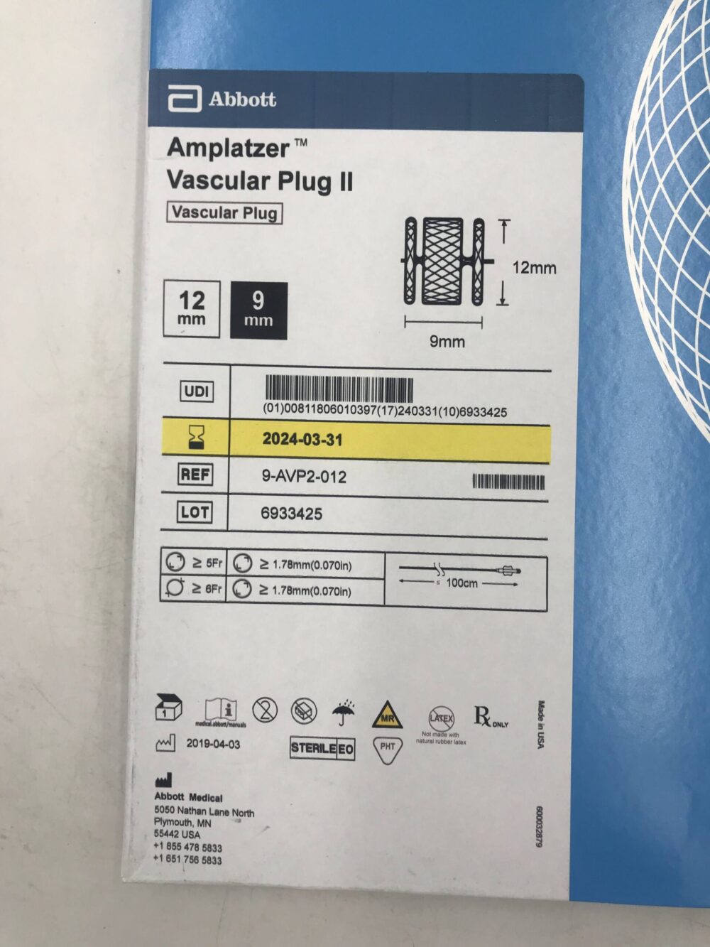 ABBOTT 9-AVP2-012 Amplatzer Vascular Plug II 12mm x 9mm(X) - GB TECH USA