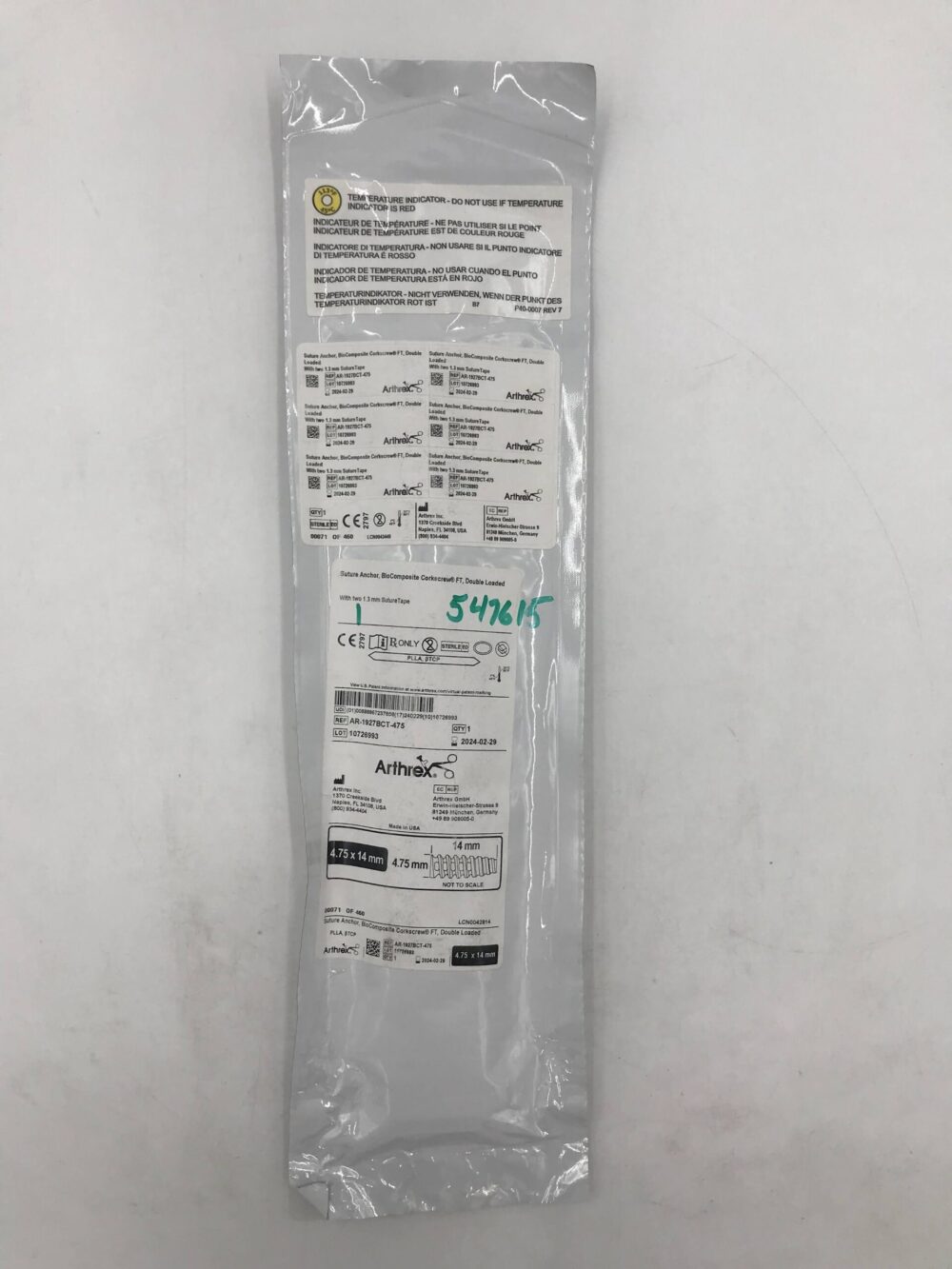 Arthrex AR-1927BCT-475 Suture Anchor BioComposite Corkscrew FT Double ...