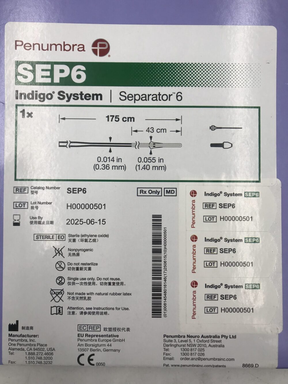 Penumbra SEP6 Indigo System Separator 6 175cm - GB TECH USA