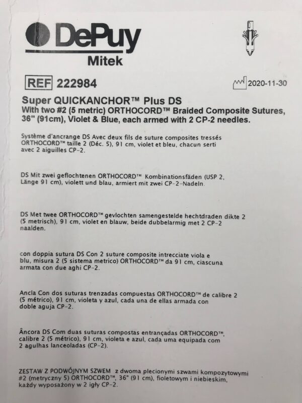 DePuy 222984 Super Quickanchor Plus DS (X) – GB TECH USA