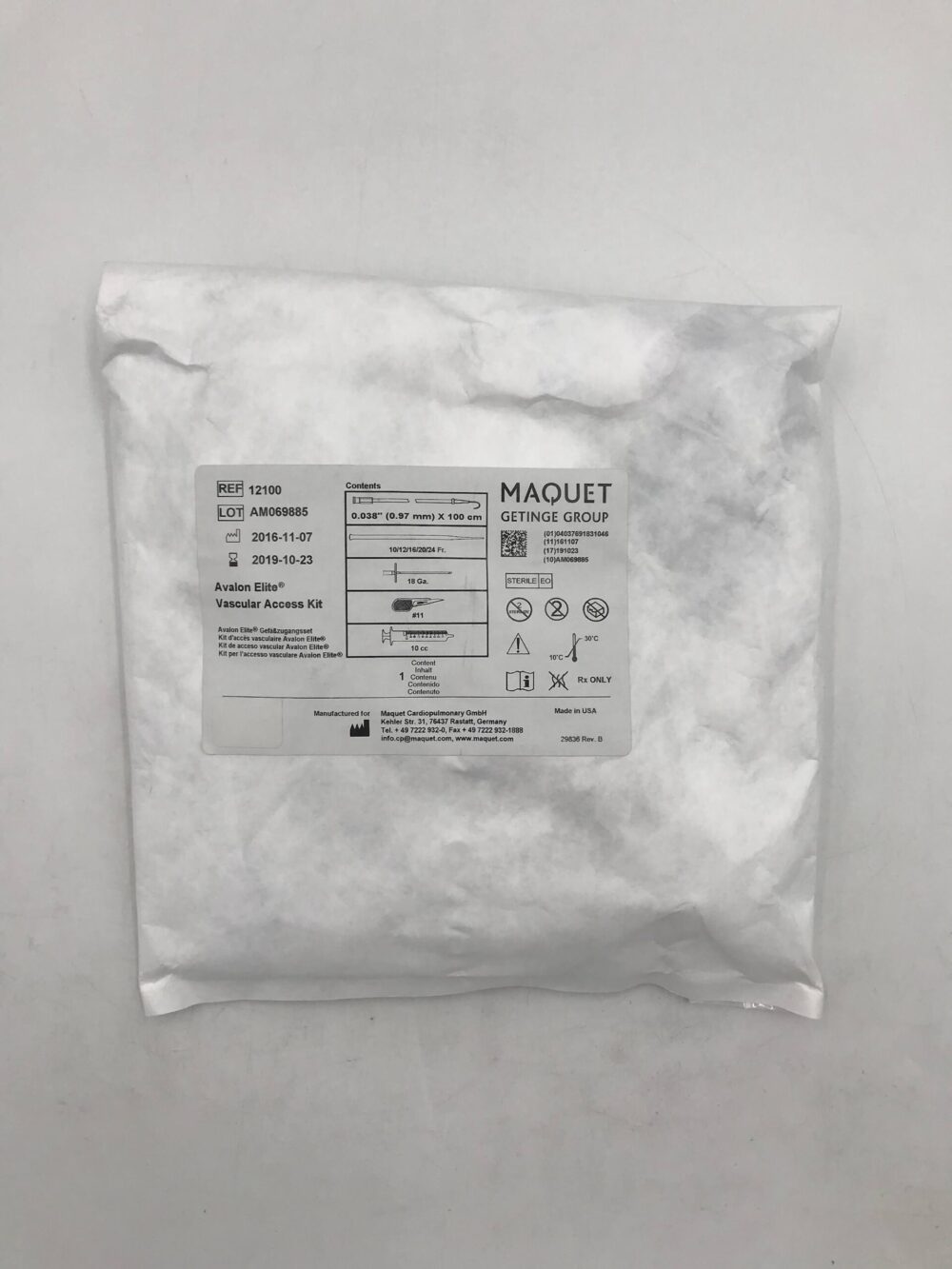 Maquet 12100 Avalon Elite Vascular Access Kit (X) - GB TECH USA