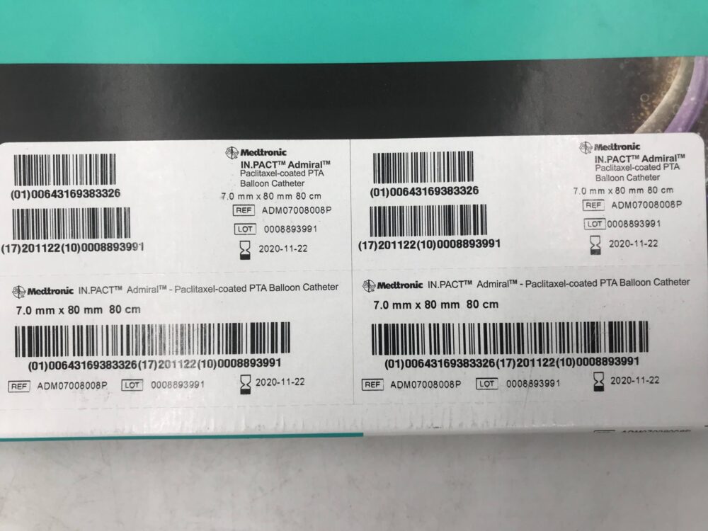 Medtronic ADM07008008P In.Pact Admiral Paclitaxel-Coated PTA Balloon ...