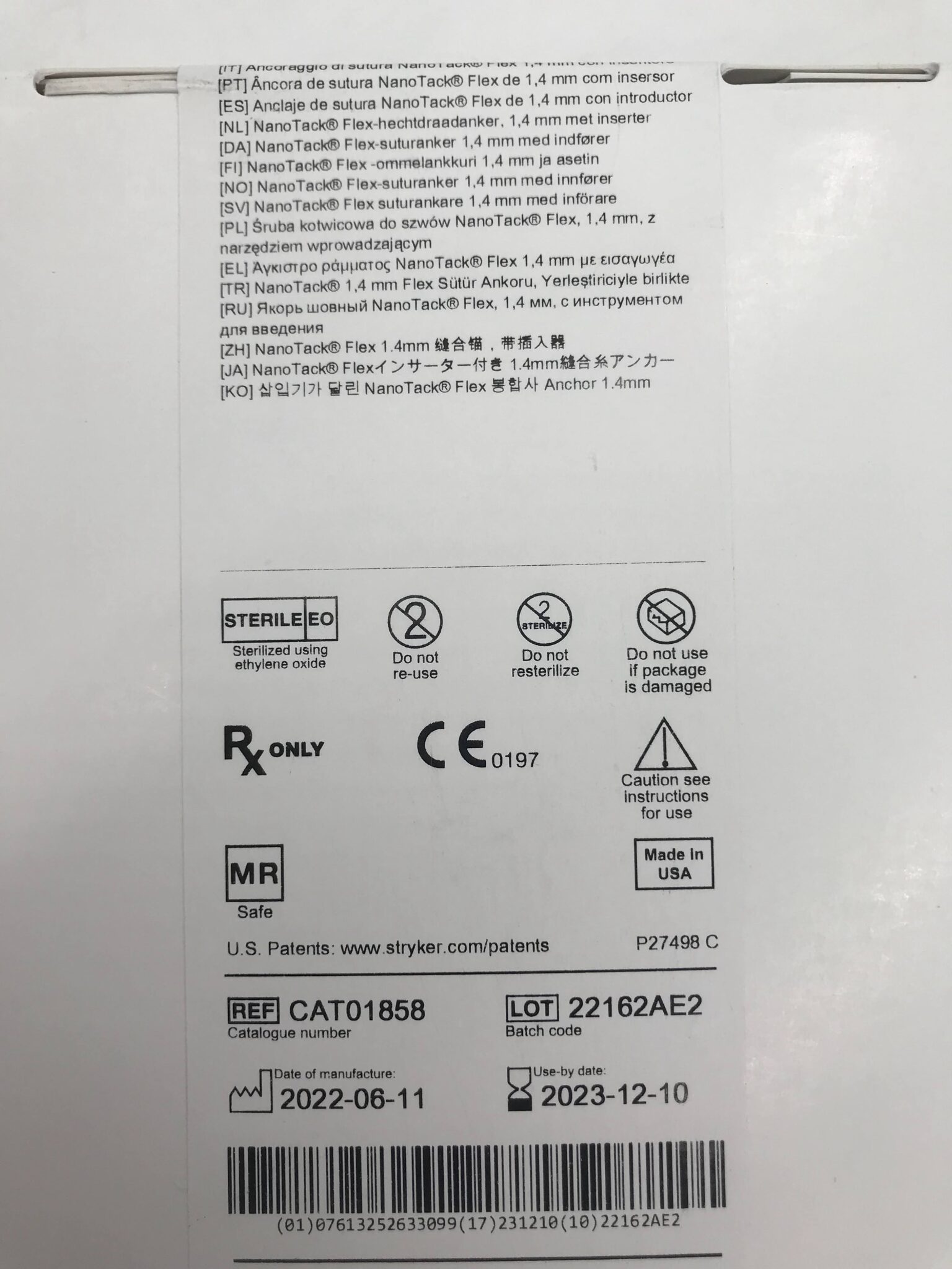 Stryker CAT01858 Pivot NanoTack Flex Suture Anchor 1.4mm with Flexible ...