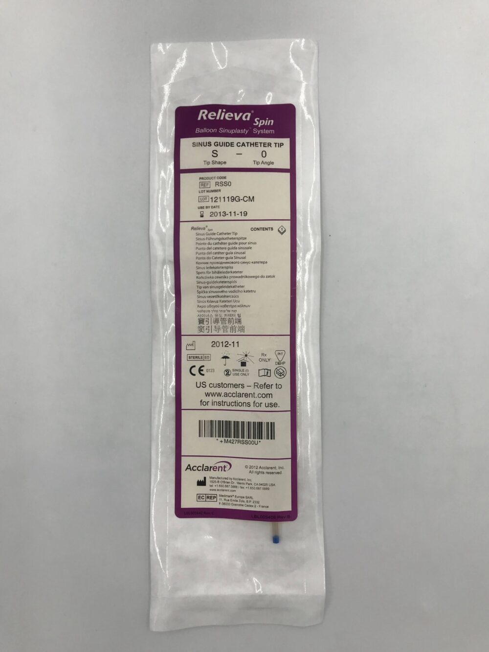 ACCLARENT RSS0 Relieva Spin Balloon Sinuplasty System, Sinus Guide ...