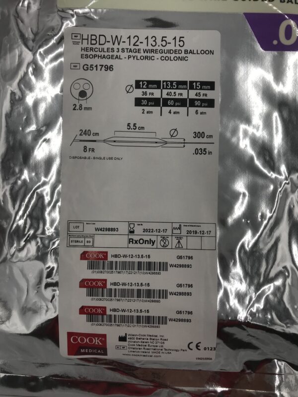 COOK G51796 Hercules 3 Stage Wire Guided Balloon Esophageal – Pyloric ...