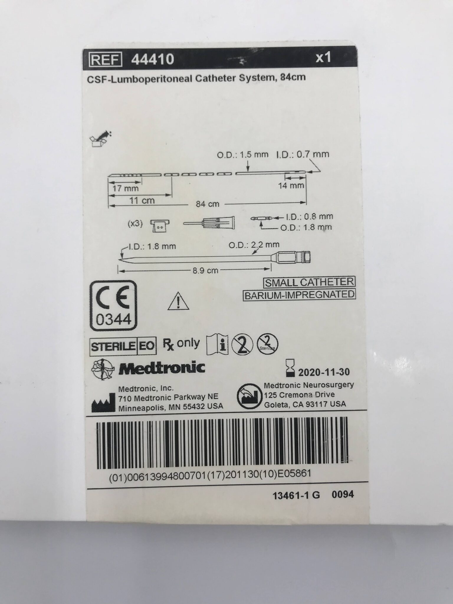 MEDTRONIC 44410 CSF-Lumboperitoneal Catheter System 84cm (X) - GB TECH USA