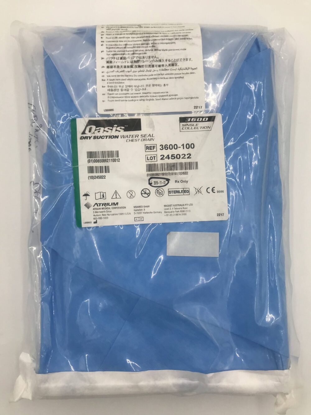 ATRIUM 3600-100 Oasis Dry Suction Water Seal Chest Drain, 3600 Single ...