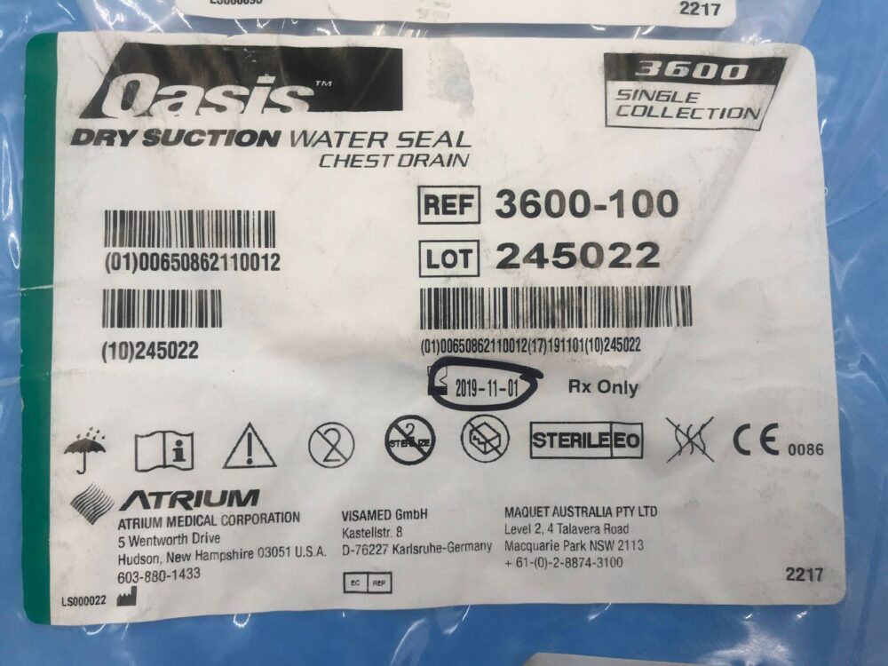 ATRIUM 3600-100 Oasis Dry Suction Water Seal Chest Drain, 3600 Single ...