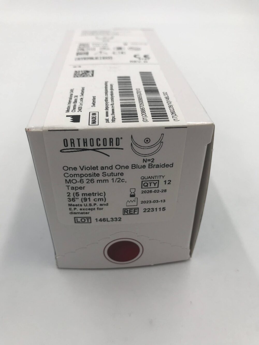 DEPUY 223115 Orthocord One Violet and One Blue Braided Composite Suture ...