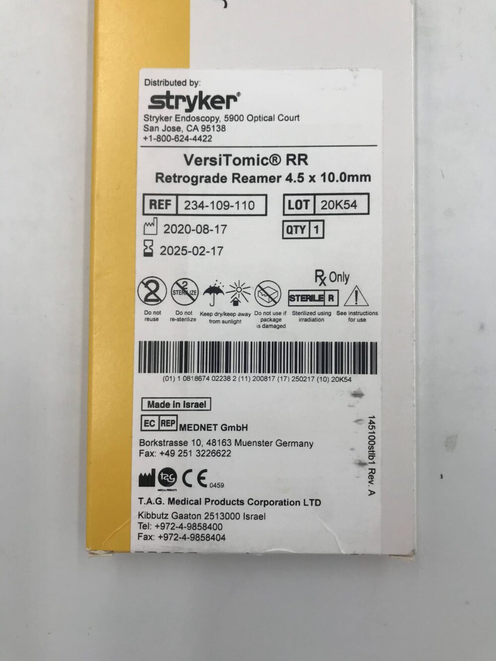 STRYKER 234-109-110 VersiTomic RR Retrograde Reamer 4.5 x 10mm - GB ...