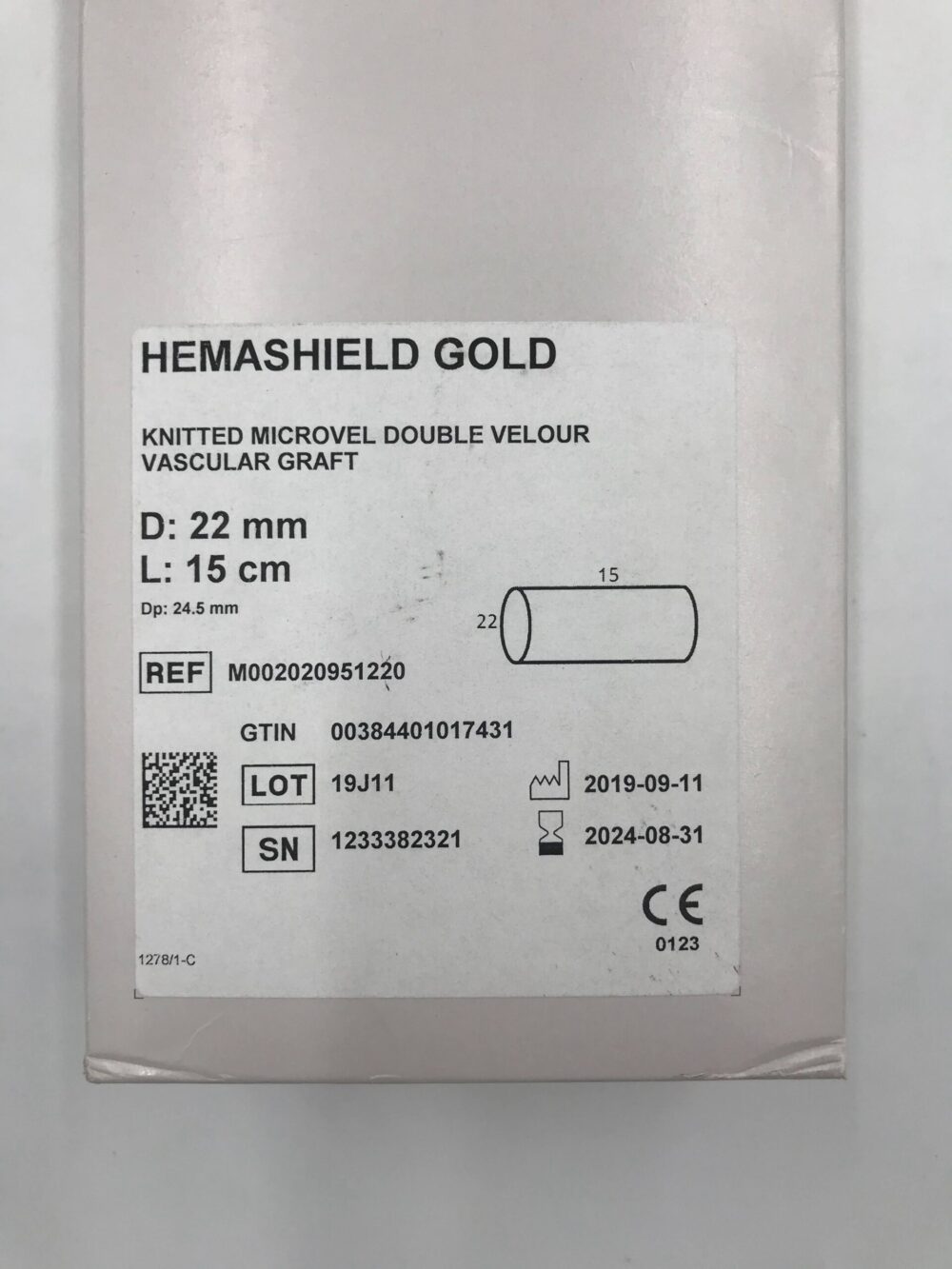 MAQUET M002020951220 Hemashield Gold Knitted Microvel Double Velour ...