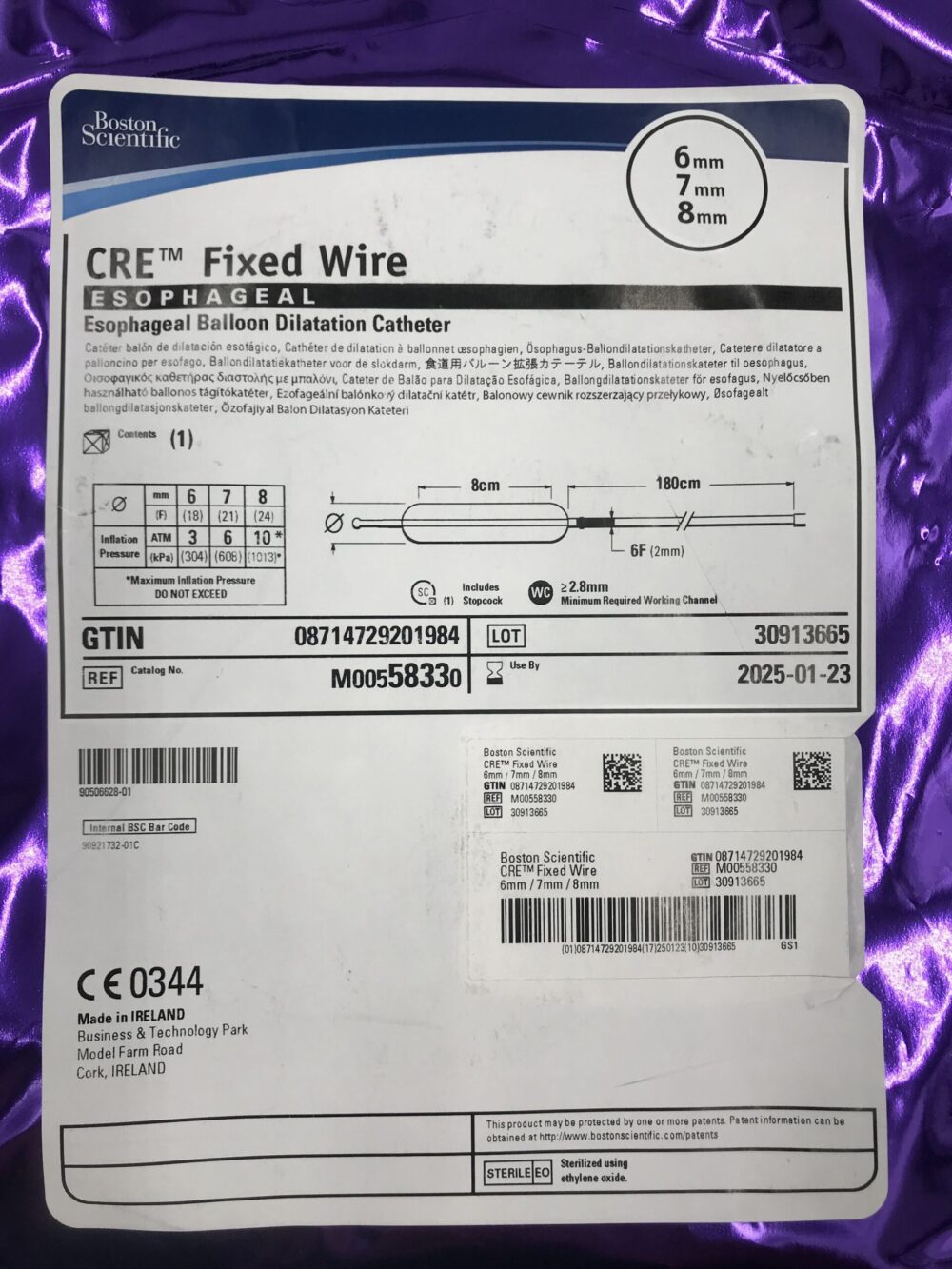 BOSTON SCIENTIFIC 5833 CRE Fixed Wire Esophageal Balloon Dilatation ...