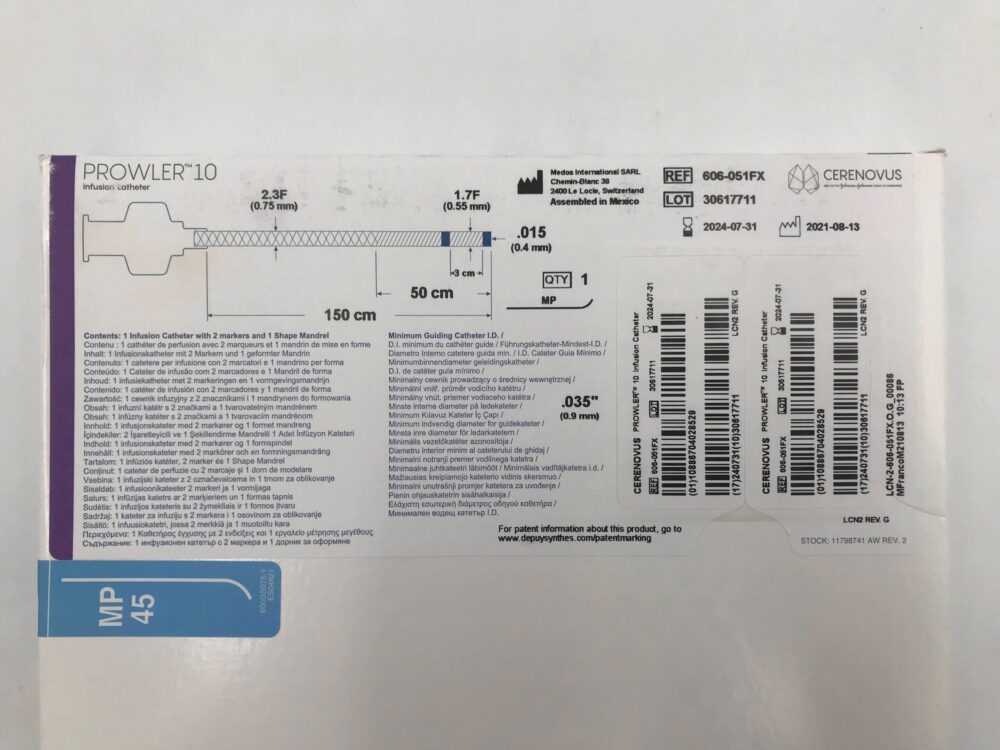 MEDOS 606-051FX Prowler 10 Infusion Catheter 1.7F-2.3F x 150cm (X) - GB ...