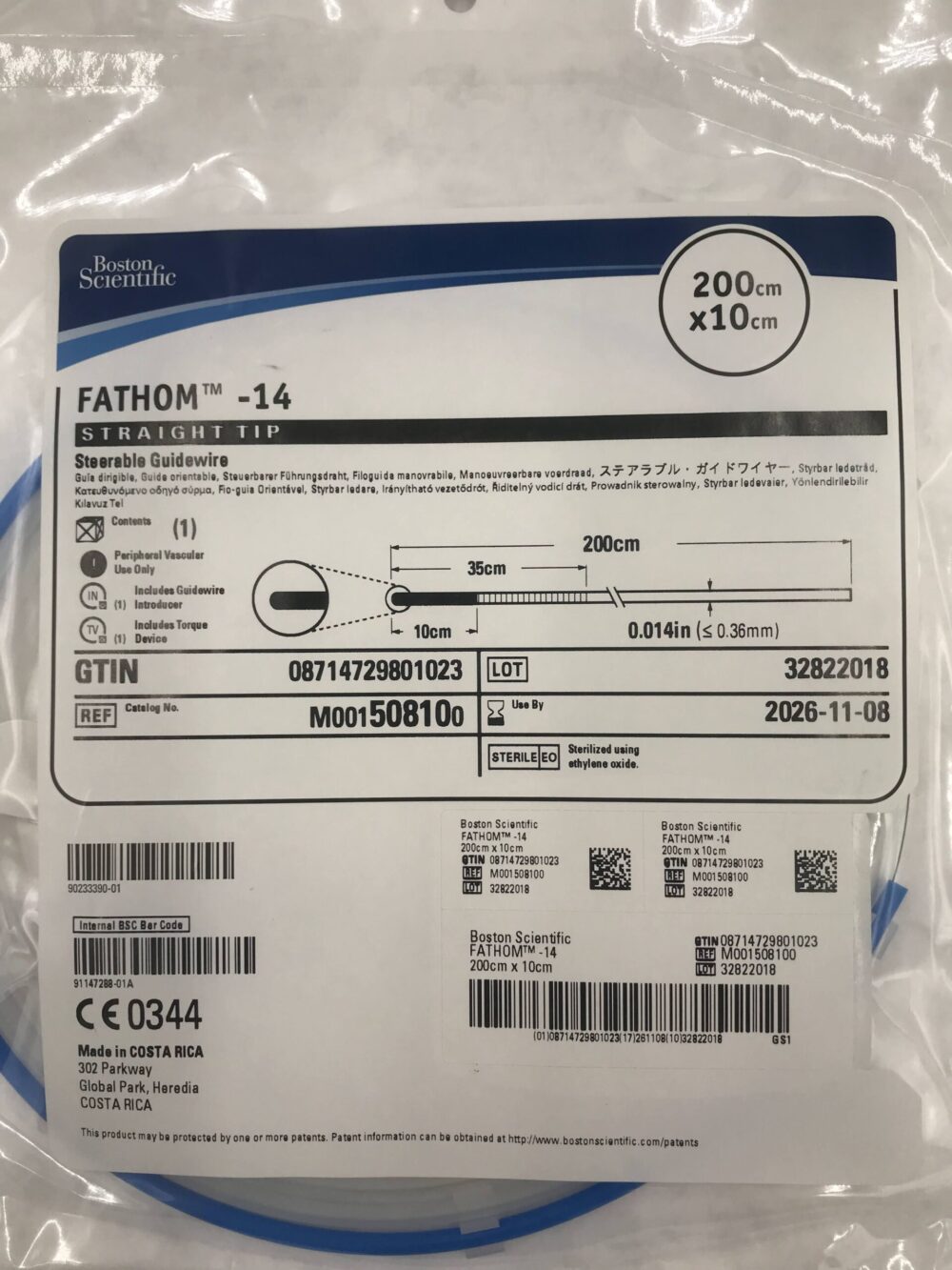 BOSTON SCIENTIFIC 50810 FATHOM -14 Straight Tip Steerable Guidewire ...