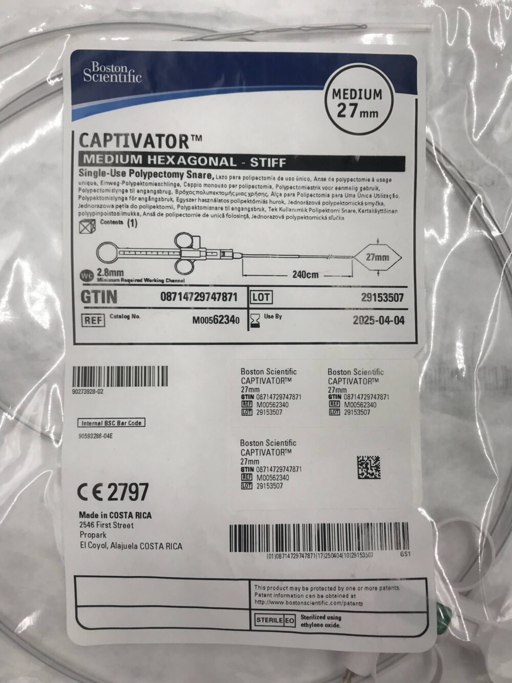 BOSTON SCIENTIFIC 6234 Captivator Medium Hexagonal Stiff Polypectomy ...