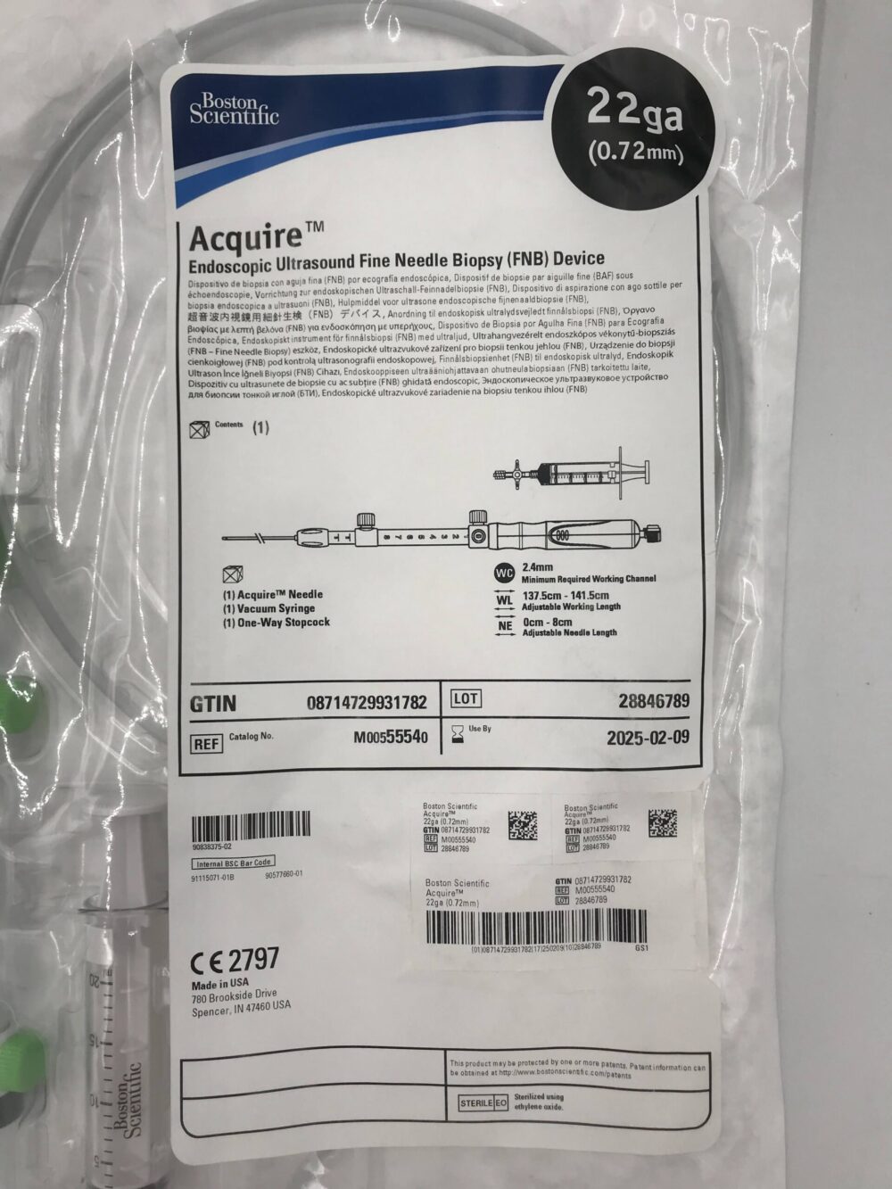 BOSTON SCIENTIFIC 5554 Acquire Endoscopic Ultrasound Fine Needle Biopsy ...