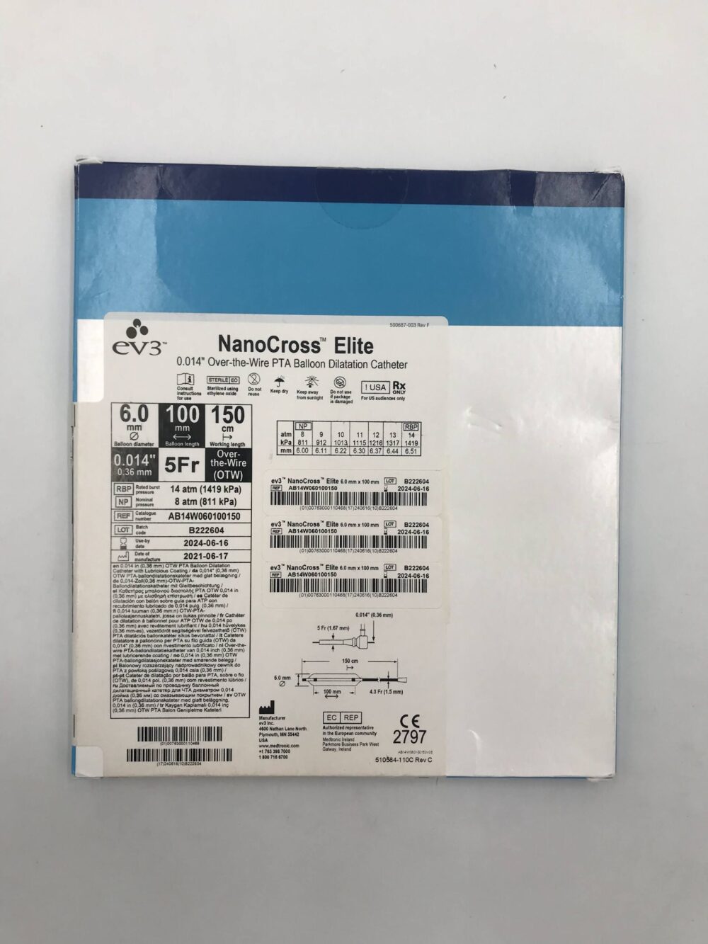 EV3 AB14W060100150 NanoCross Elite 0.014″ OTW PTA Balloon Dilation ...