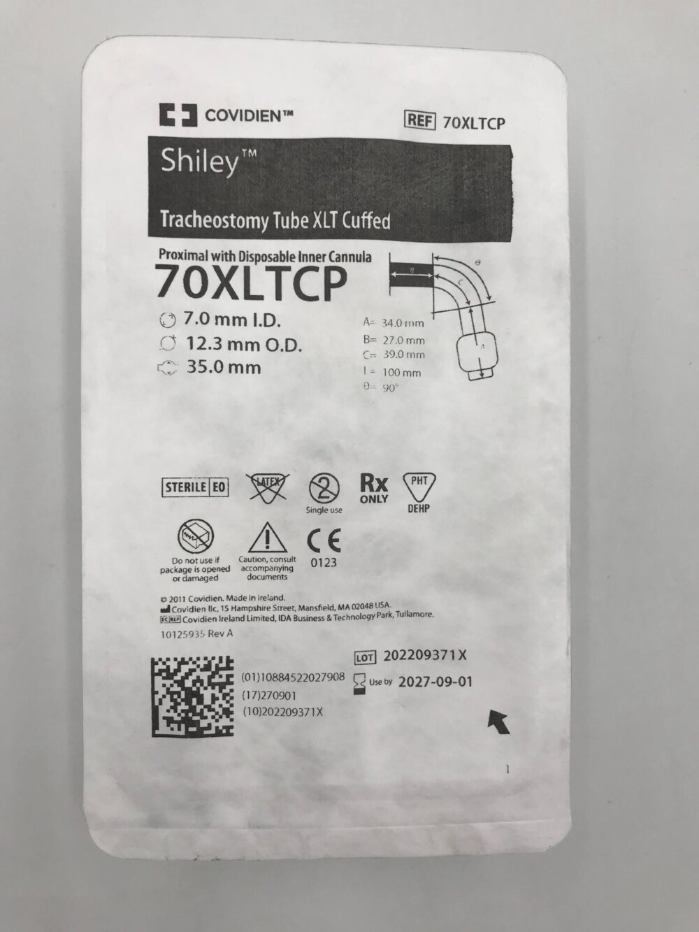 COVIDIEN 70XLTCP Shiley Tracheostomy Tube XLT Cuffed, Proximal With ...