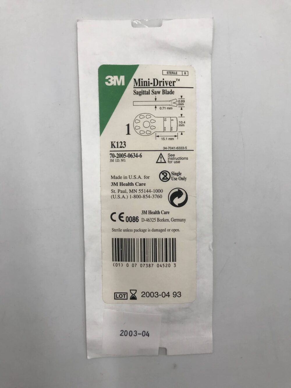 3M K123 Mini-Driver Sagittal Saw Blade 10.4mm x 15.1mm (X) - GB TECH USA