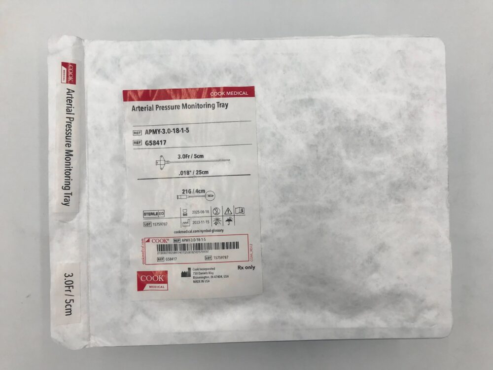 COOK G58417 Arterial Pressure Monitoring Tray 3F/5cm (X) - GB TECH USA