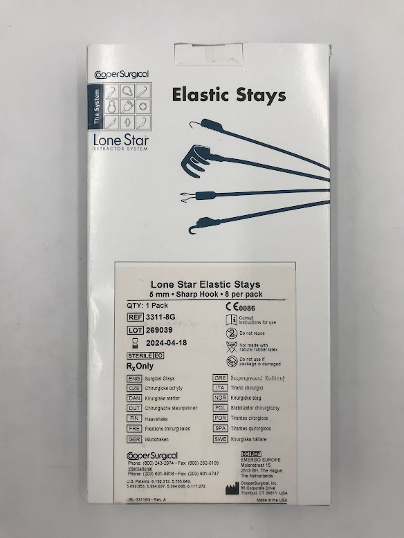 COOPER SURGICAL 3311-8G Lone Star Elastic Stays 5mm (8/BOX)(X) - GB ...