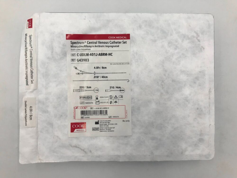 COOK G43983 Spectrum Central Venous Catheter Set 4F/8cm (X) - GB TECH USA