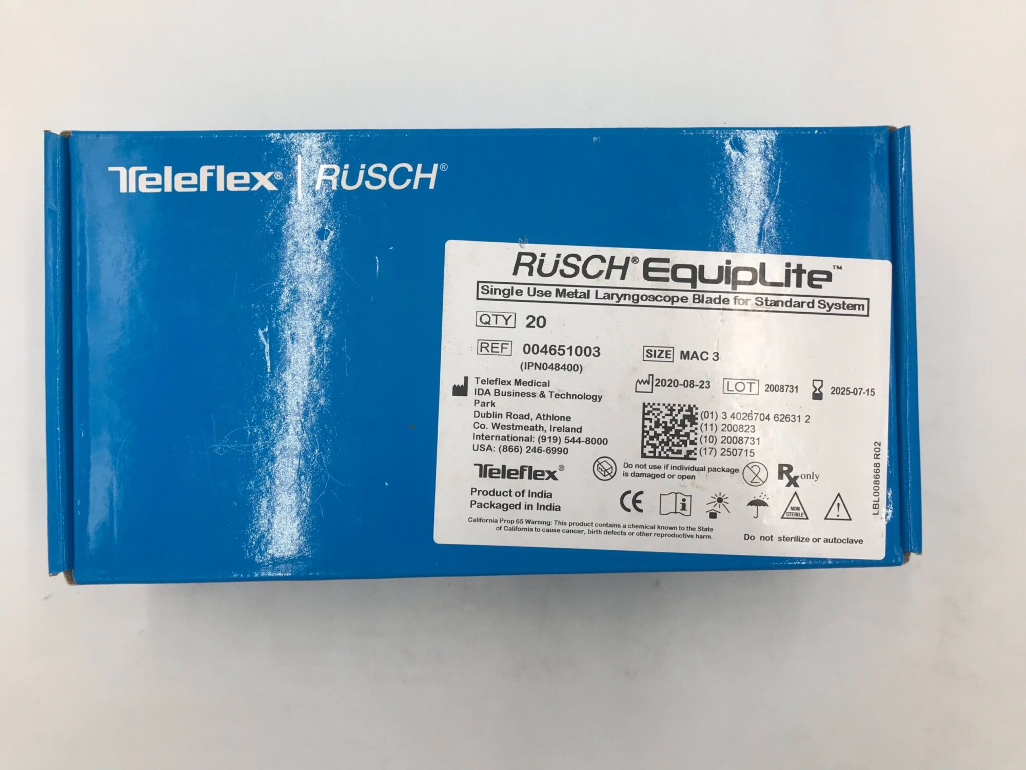 TELEFLEX 004651003 Rusch EquipLite Single Use Metal Laryngoscope Blade ...
