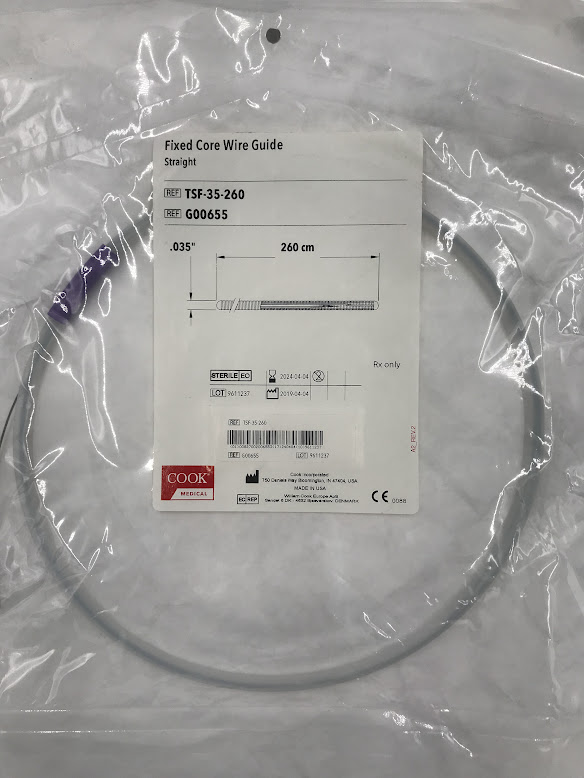 COOK G00655 Fixed Core Wire Guide Straight .035" x 260cm (X) - GB TECH USA