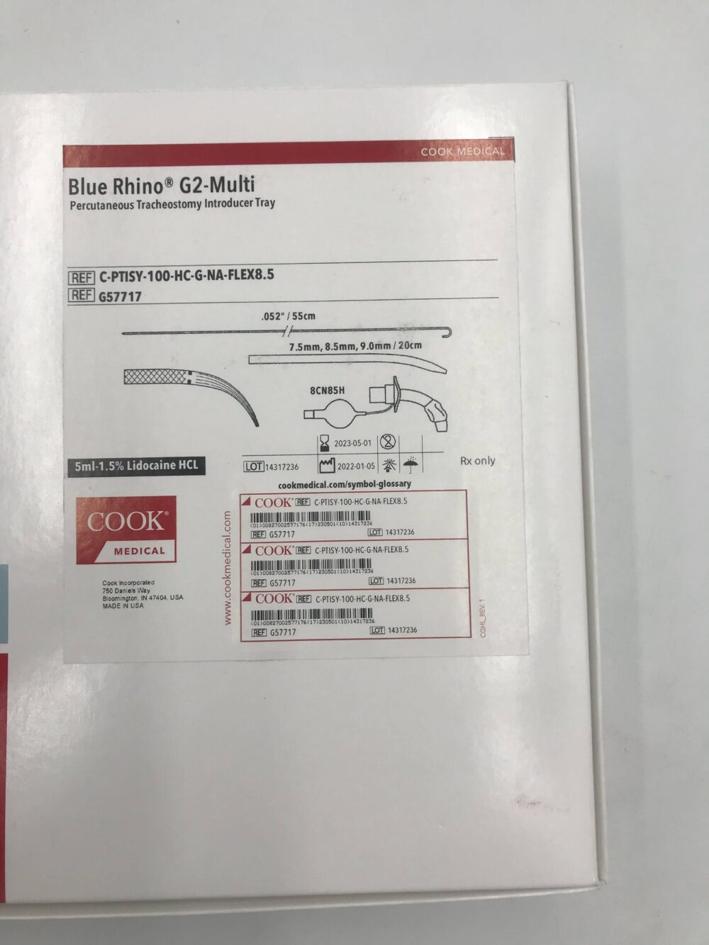 COOK G57717 Blue Rhino G2-Multi Percutaneous Tracheostomy Introducer ...