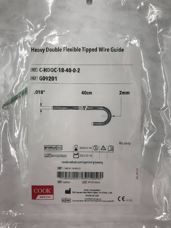 COOK G09201 Heavy Double Flexible Tipped Wire Guide .018" x 40cm x 2mm ...