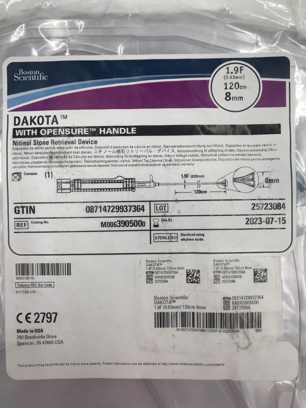 BOSTON SCIENTIFIC 390500 DAKOTA Nitinol Stone Retrieval Device w ...