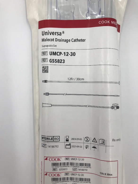 COOK G55823 Universa Malecot Drainage Catheter Suprapubic Set 12Fr/30cm ...