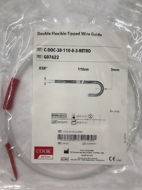 COOK G07622 Double Flexible Tipped Wire Guide .038" x 110cm x 3mm (X ...