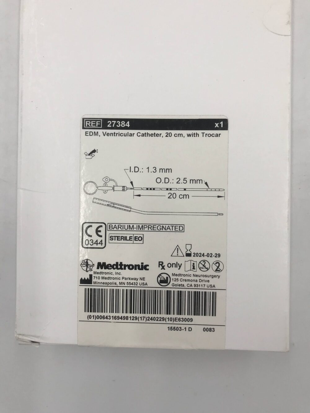 MEDTRONIC 27384 EDM, Ventricular Catheter w/ Trocar 20cm (X) – GB TECH USA