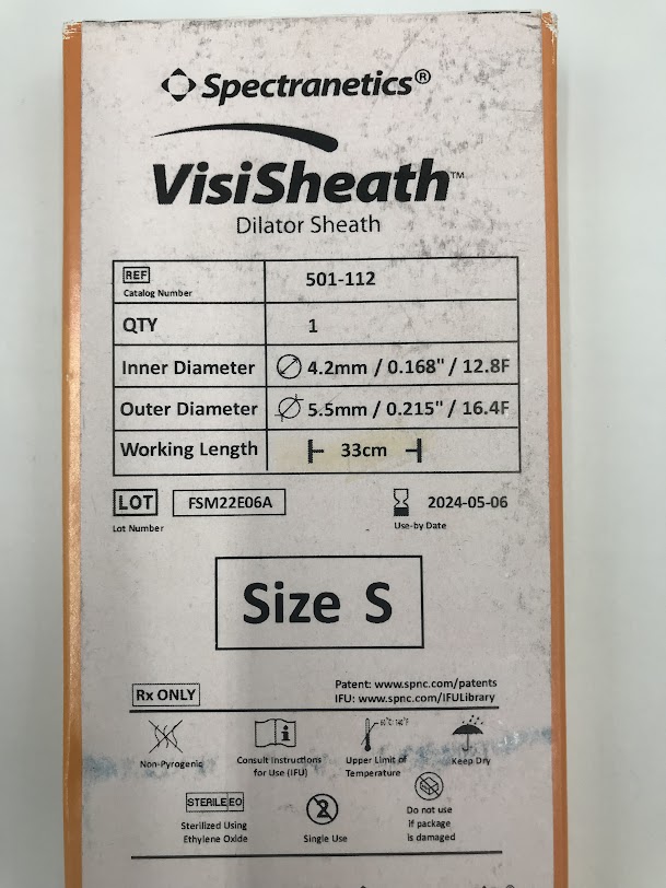 SPECTRANETICS 501-112 VisiSheath Dilator Sheath Size S, 33cm (X) - GB ...